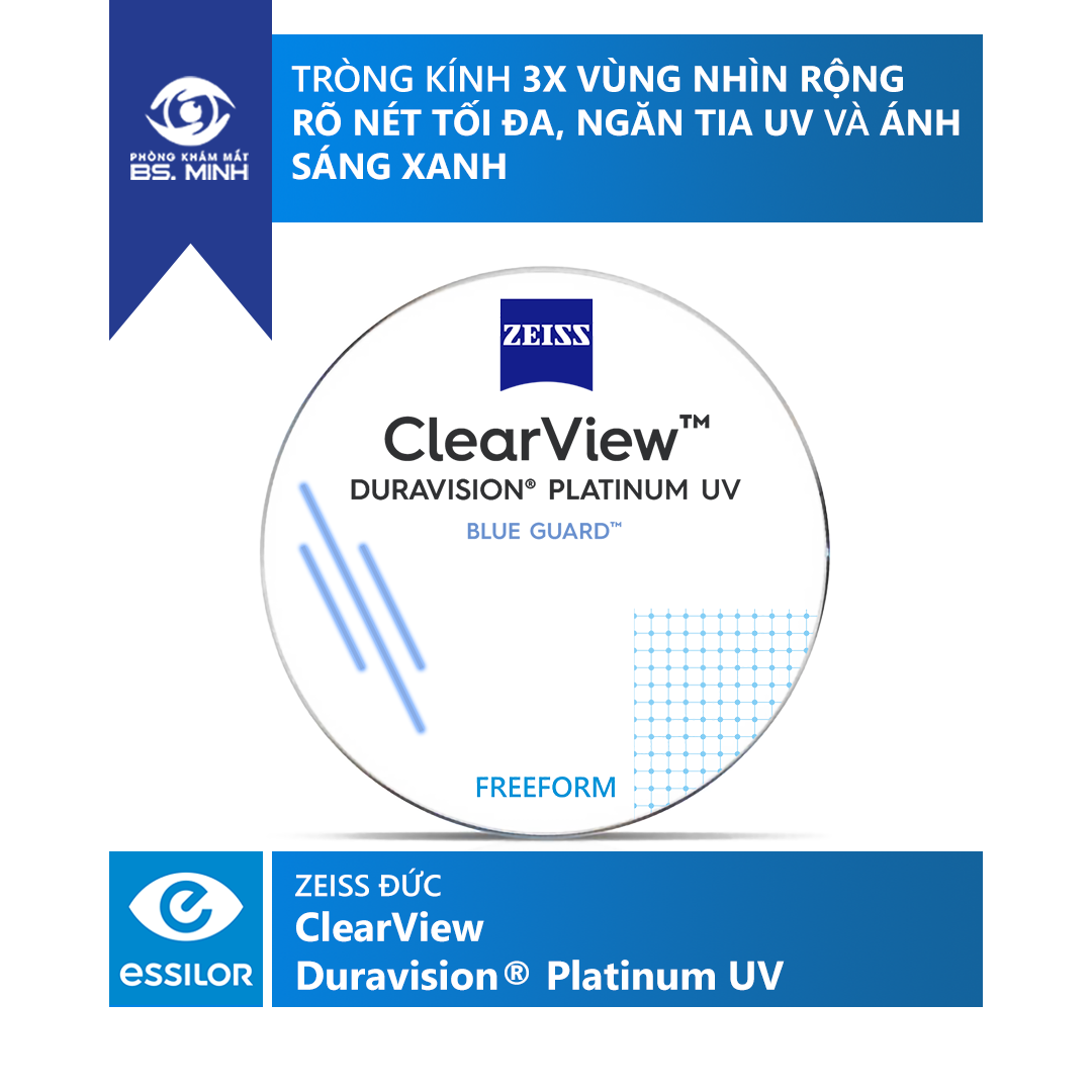 Tròng Kính Zeiss ClearView DuraVision Platinum UV BlueGuard Tăng Vùng ...